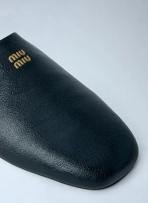 Miu Miu Leather Slippers - Black