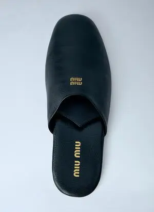 Miu Miu Leather Slippers - Black