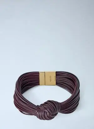 Bottega Veneta Interwoven Leather Bracelet With Gold-tone Clasp - Multicolor