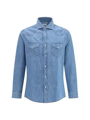 Brunello Cucinelli Easy Fit Lightweight Denim Shirt - Blue