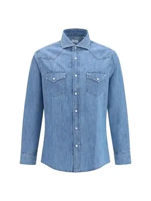 Brunello Cucinelli Easy Fit Lightweight Denim Shirt - Blue