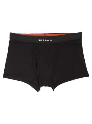 Kiton Stretch Cotton Boxer Briefs With Logo - Black