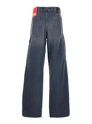 DIESEL® Grey Five-pocket Design Jeans With Logo Patch On The Back In Denim