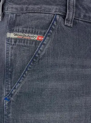 DIESEL® Grey Five-pocket Design Jeans With Logo Patch On The Back In Denim