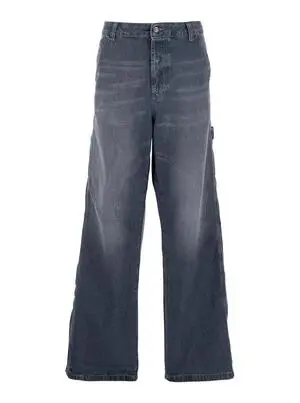 DIESEL® Grey Five-pocket Design Jeans With Logo Patch On The Back In Denim - Multicolor