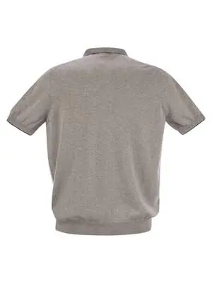 FAY Cotton Buttonless Polo Shirt - Gray