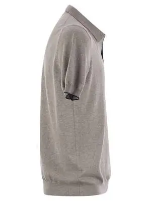 FAY Cotton Buttonless Polo Shirt - Gray