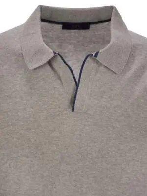 FAY Cotton Buttonless Polo Shirt - Gray