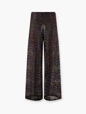 Missoni Viscose Blend Trousers With Chevron Pattern - Multicolor