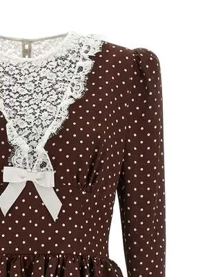 Alessandra Rich Polka Dot Midi' Dress