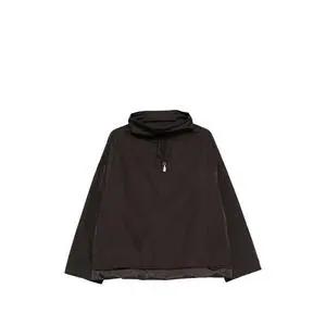 Carven Funnel Neck Oversized Coat - Brown