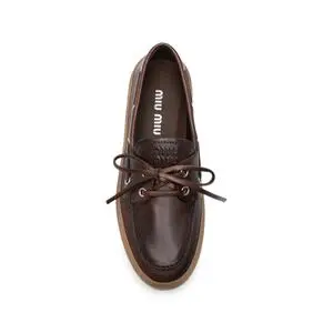 Miu Miu Leather Loafers - Brown
