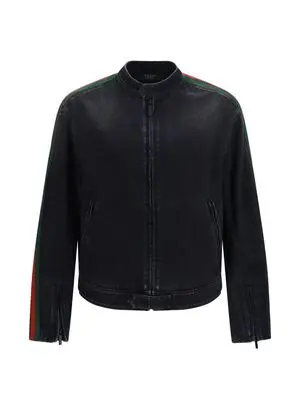 Gucci Web Detail Denim Jacket - Multicolor