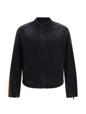 Gucci Web Detail Denim Jacket - Multicolor
