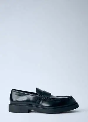 JIL SANDER Brushed Leather Loafers - Black
