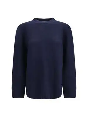Prada Crewneck Sweater With Suede Elbow Patches - Blue