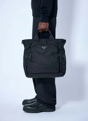 Prada Re-nylon Logo-plaque Tote Bag
