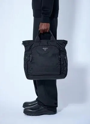 Prada Re-nylon Logo-plaque Tote Bag