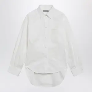 Balenciaga Cocoon Shirt In Cotton And Silk Poplin - White