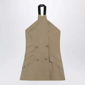 Max Mara Sleeveless Jacket In Sand-colored Wool And Silk Poplin - Cream