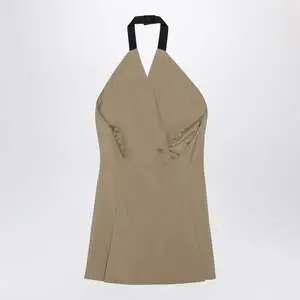 Max Mara Sleeveless Jacket In Sand-colored Wool And Silk Poplin