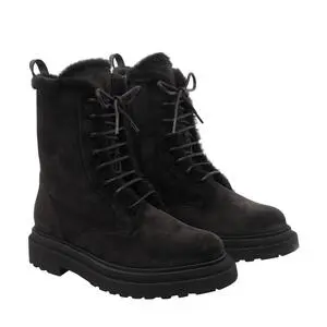 Brunello Cucinelli Suede Monile Booties - Brown