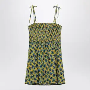 Miu Miu Floral Silk Mini Dress - Yellow