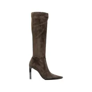 Saint Laurent Suede Knee High Boots - Brown