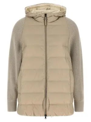 Brunello Cucinelli Shiny Zipper Pull' Down Jacket - Cream