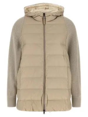 Brunello Cucinelli Shiny Zipper Pull Down Jacket - Cream