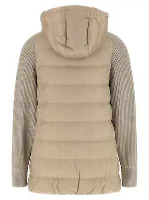 Brunello Cucinelli Shiny Zipper Pull Down Jacket - Cream