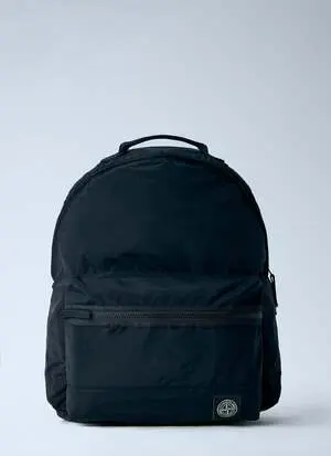 Stone Island Nylon Backpack With Front Zip Pocket - Black