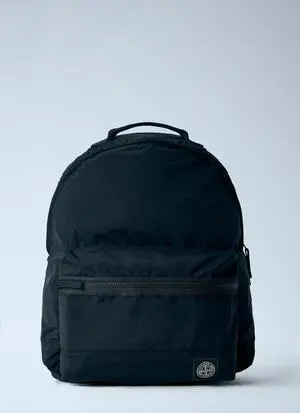 Stone Island Nylon Backpack With Front Zip Pocket - Black