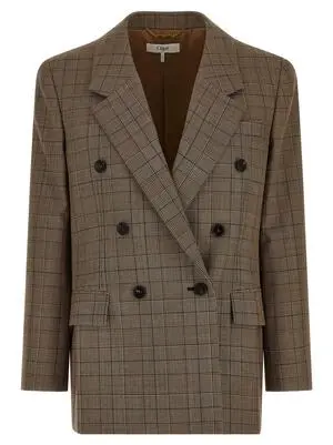 Chloé Check Double-breasted Blazer - Brown