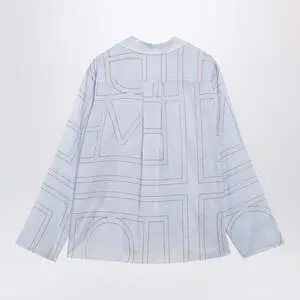 TOTEME Light Monogram Cotton-blend Pajama Shirt - Blue