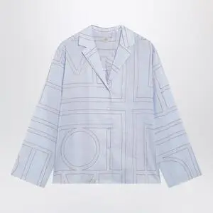 TOTEME Light Monogram Cotton-blend Pajama Shirt - Blue