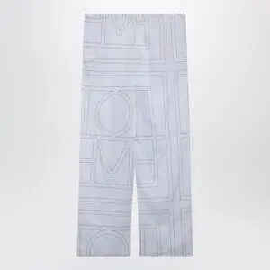 TOTEME Light Monogram Cotton-blend Pajama Trousers - Blue