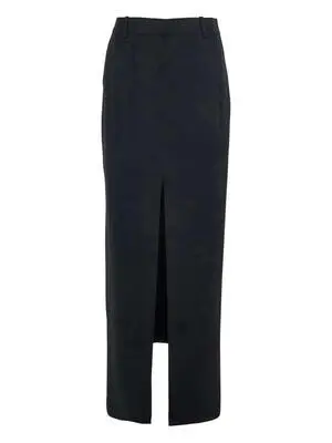 TOM FORD Long Skirt With Slit And Buttons - Black
