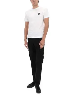 Stone Island Cargo Pants With Logo Patch - Black
