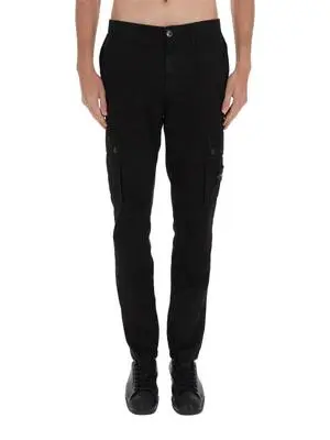 Stone Island Cargo Pants With Logo Patch - Black