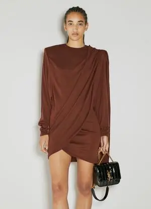 Saint Laurent Draped Wool Dress - Red