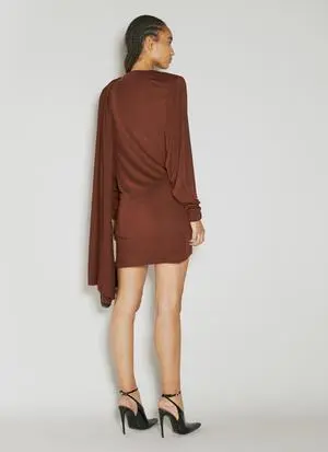 Saint Laurent Draped Wool Dress - Red