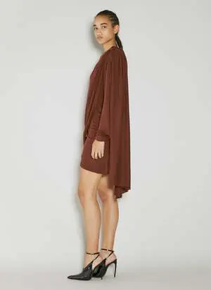 Saint Laurent Draped Wool Dress - Red