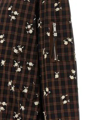 GANNI Check Flower Bomber Jacket - Brown