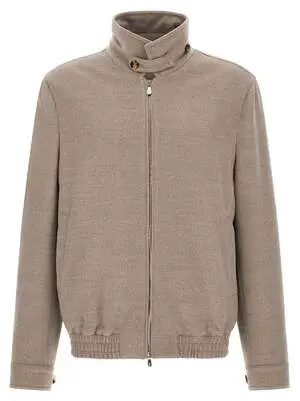 Brunello Cucinelli Virgin Wool Beaver Bomber Jacket - Cream