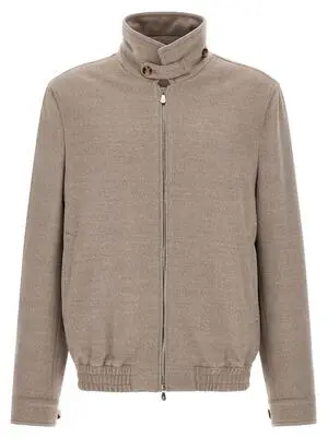 Brunello Cucinelli Virgin Wool Beaver Bomber Jacket - Cream