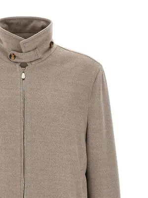 Brunello Cucinelli Virgin Wool Beaver Bomber Jacket - Cream