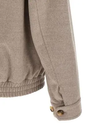 Brunello Cucinelli Virgin Wool Beaver Bomber Jacket - Cream
