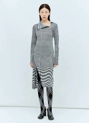 Burberry Warped Houdstooth Midi Dress - Gray