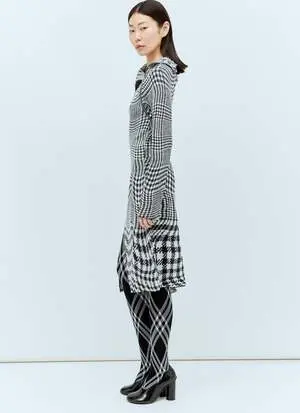 Burberry Warped Houndstooth Midi Dress - Gray